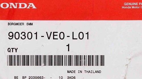 Genuine Honda Nut Part Number - 90301-VE0-L01 | eBay