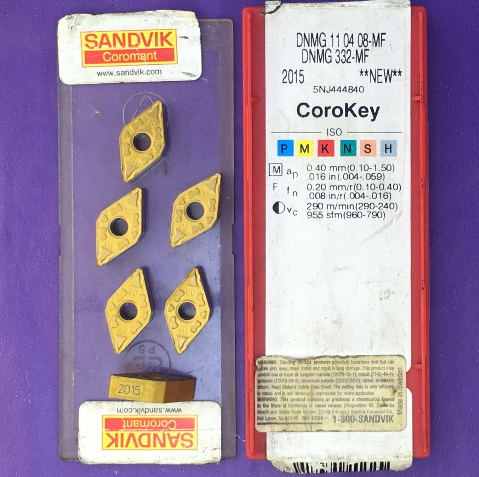 6pc SANDVIK DNMG 110408-MF DNMG 332-MF Carbide Inserts; 2015🎯Machinist ...