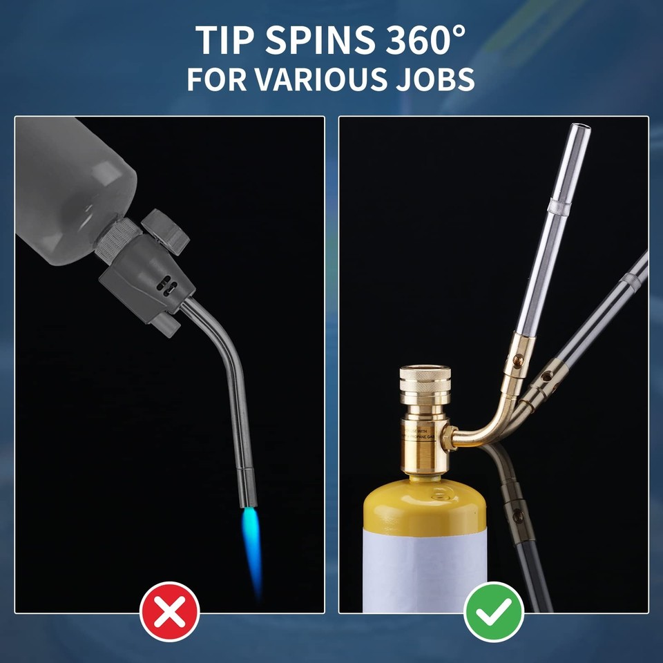 Propane Mapp Gas Torch Head 360° Rotatable Nozzle, Plumbing Torch Flame ...