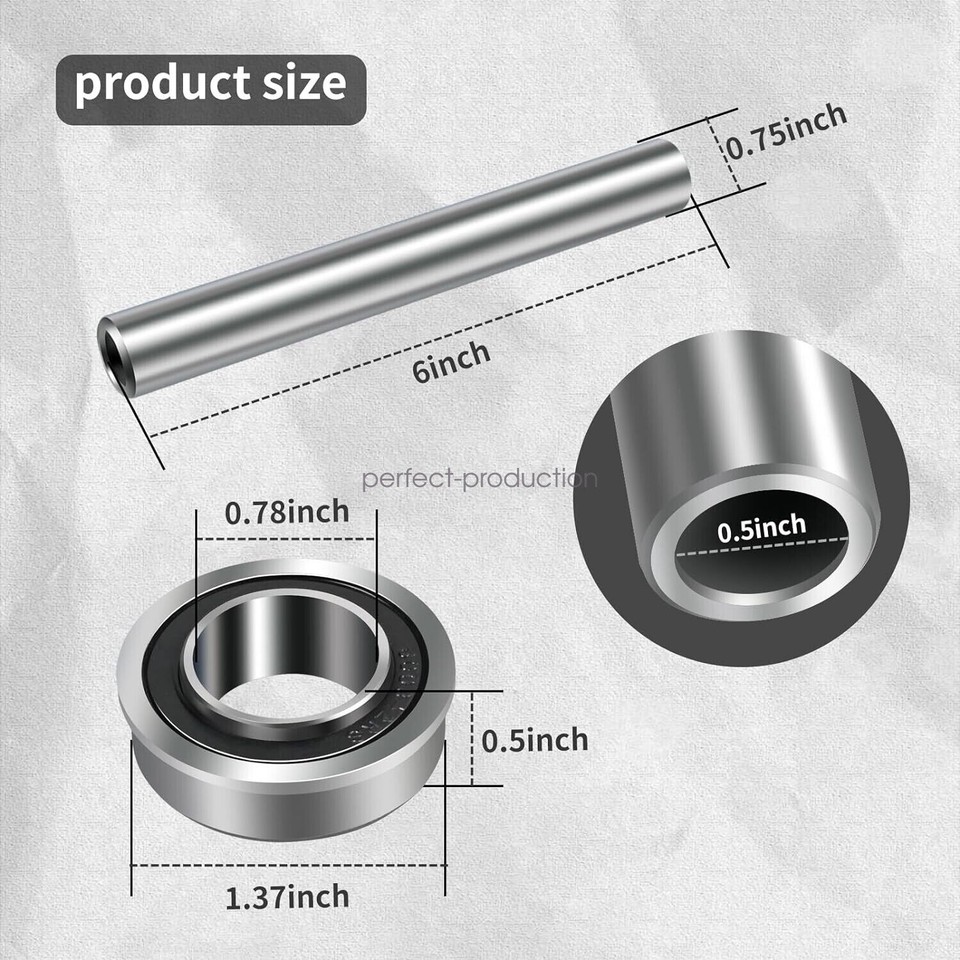 590486802 Stainless Steel Front Wheel Axle & Bearing Conversion For ...