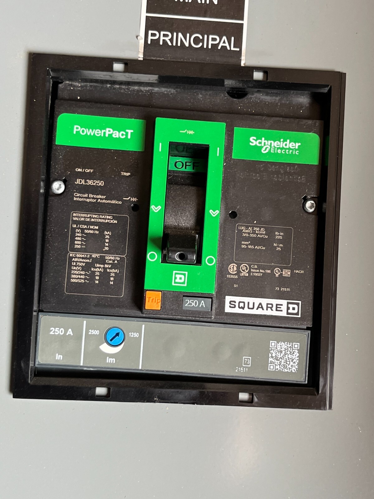 SQUARE D NF430L2C 250A 600Y/347V 3PH 4W PANELBOARD JDL36250 BREAKER | eBay