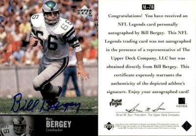 BILL BRADLEY 1997 UPPER DECK NFL LEGENDS AUTOGRAPH PHILADELPHIA EAGLES ...