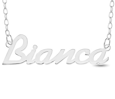 Bianca Name Plate Necklace Pendent Sterling Silver female Personalized ...