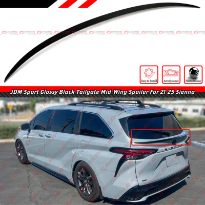 FOR 2021-26 TOYOTA SIENNA JDM SPORT GLOSS BLACK TAILGATE TRUNK MID WING ...