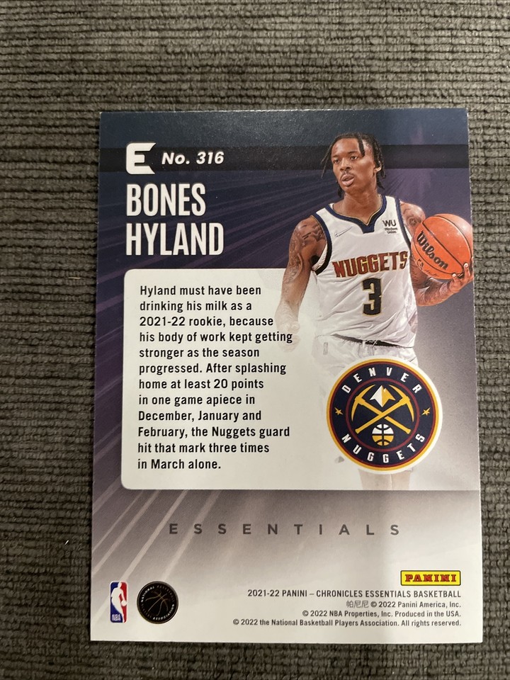 2021-22 Panini Chronicles Essentials Bones Hyland Base Rookies Denver ...