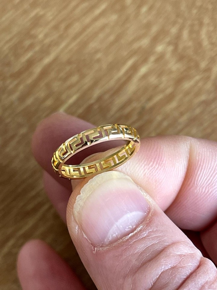 Unisex all around meander ring 14k yellow gold | greek key handmade ...