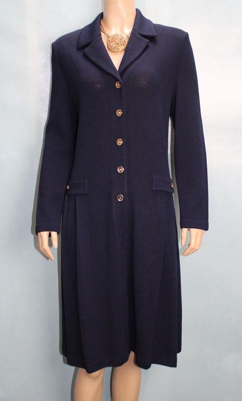 St. John Collection Knits Navy Blue Long Jacket L Size 10 12 Coat ...