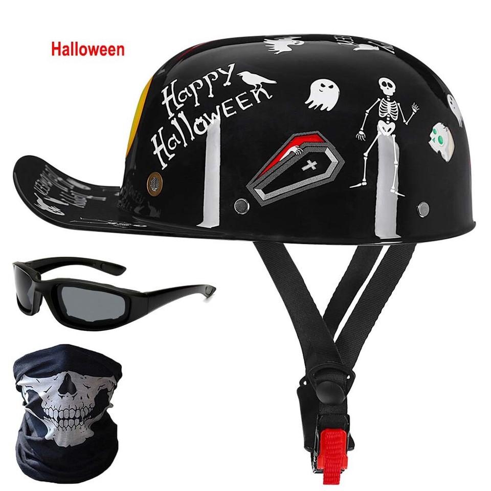 Motorcycle Half Helmet Open Face Retro Baseball Cap Scooter Moped Jet ...