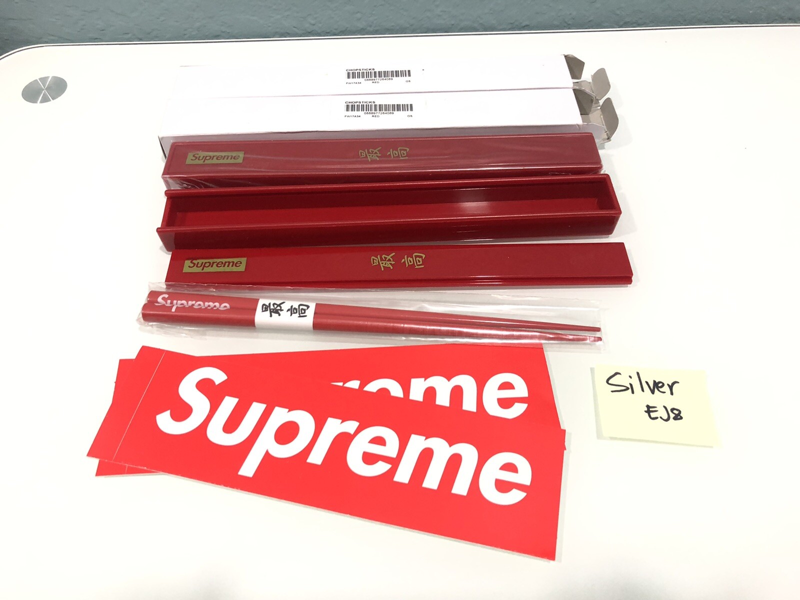 2x TWO Supreme Chopsticks Chop Sticks x2 Pair Red 2 Stix Chopstix Set ...