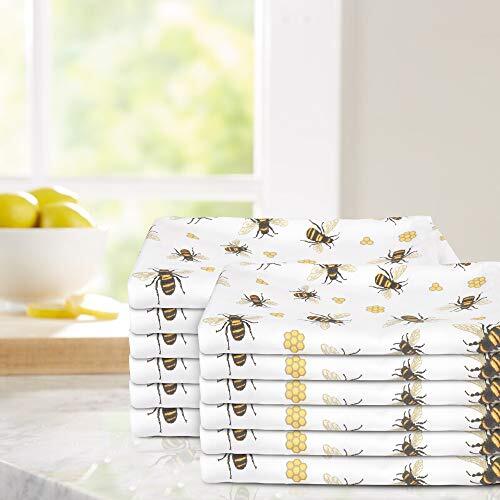 Harvest Dinner Napkins Honey Bee Print Cloth Napkins Set of 12 Honeybee ...