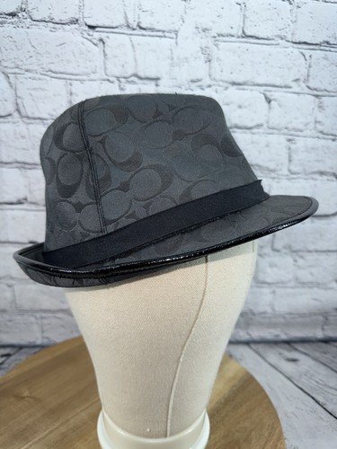 COACH Signature Jacquard Fedora Fedora Style Hat Logo Black Size M/L | eBay