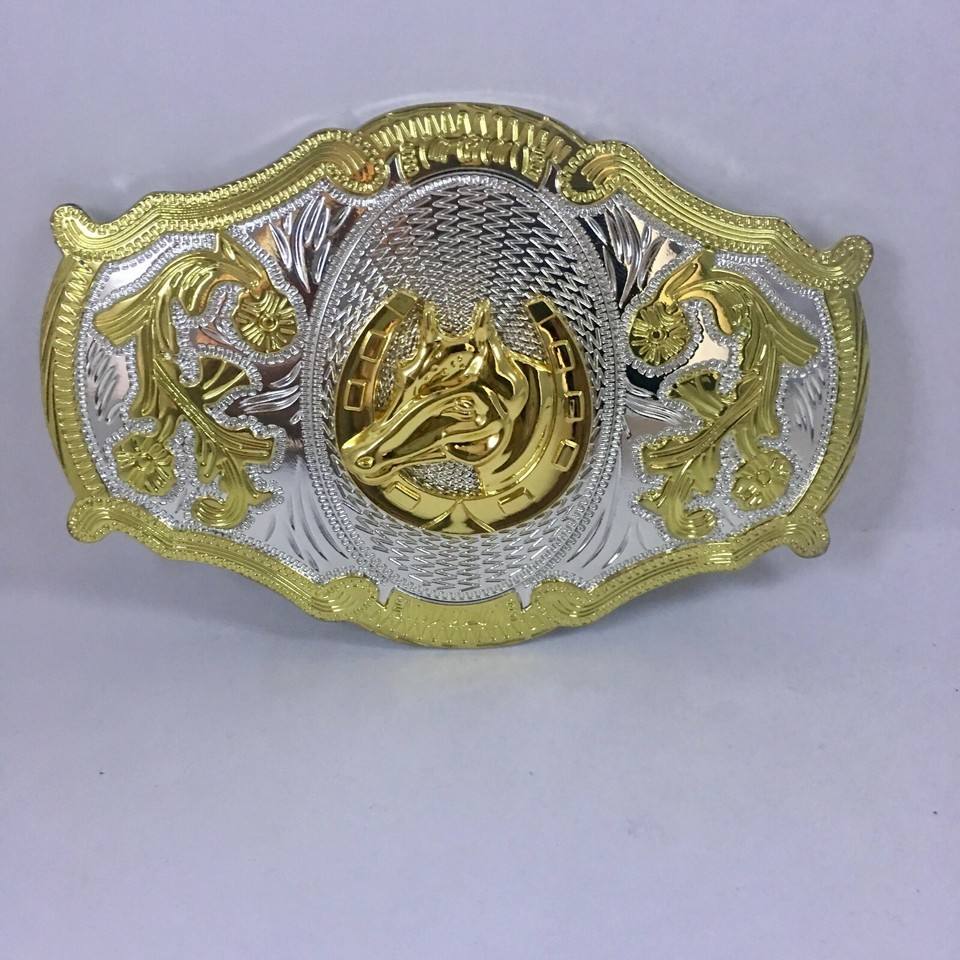Men's BIG Belt Buckles Shine Western Engraved Designs Gold & Silver ...