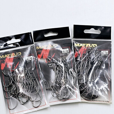 Matzuo America Light Wire Worm Hooks 25 Count Pack 2/0, 3/0, 5/0 You ...