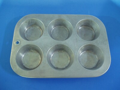 COMET ALUMINUM MUFFIN CUPCAKE PAN VINTAGE 6 HOLE 10" X 7" MADE IN USA ...