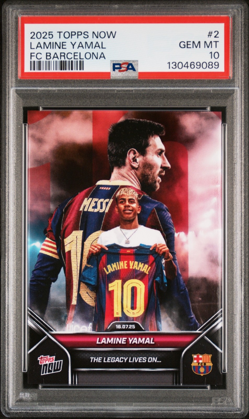 2025-2026 TOPPS NOW FC BARCELONA #2 LAMINE YAMAL PSA 10