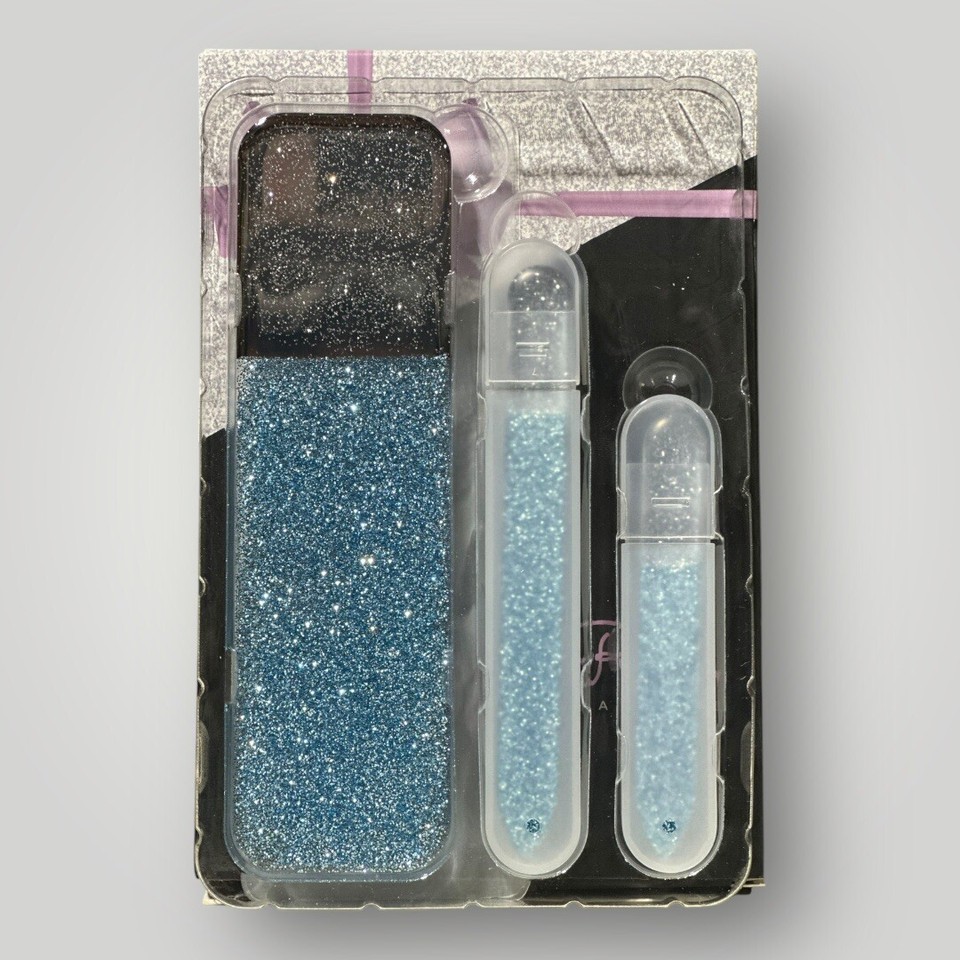 Spa-Rific Laser Etched Glass 3 Piece File MANI-PEDI SET - Ice Blue ...