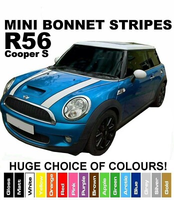 MINI R55, R56, R57 Cooper S Bonnet Stripes & Pinstripe Exact Shape as ...
