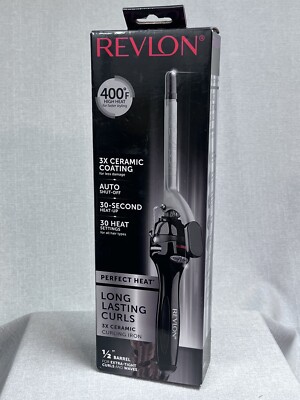 New Revlon Perfect Heat Long Lasting 3X Ceramic Curling Wand 1/2 Inch ...