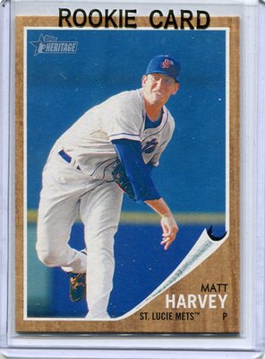 2011 Topps Heritage Baseball Card Matt Harvey ROOKIE New York Mets MINT ...