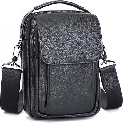 Leather Small Messenger Bag For Men Crossbody Handbag Shoulder Sling ...