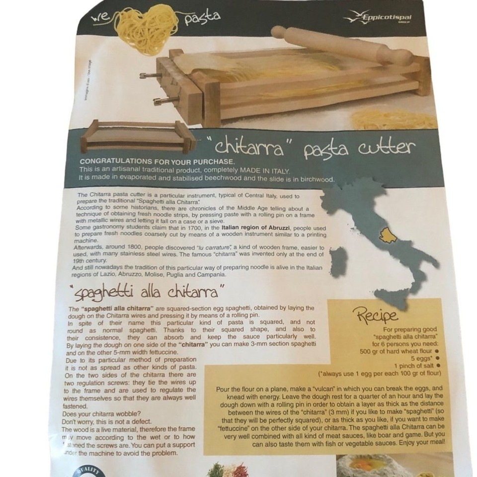 Eppicotispai Chitarra Pasta Cutter Rustic Wood Made in Italy NEW ...