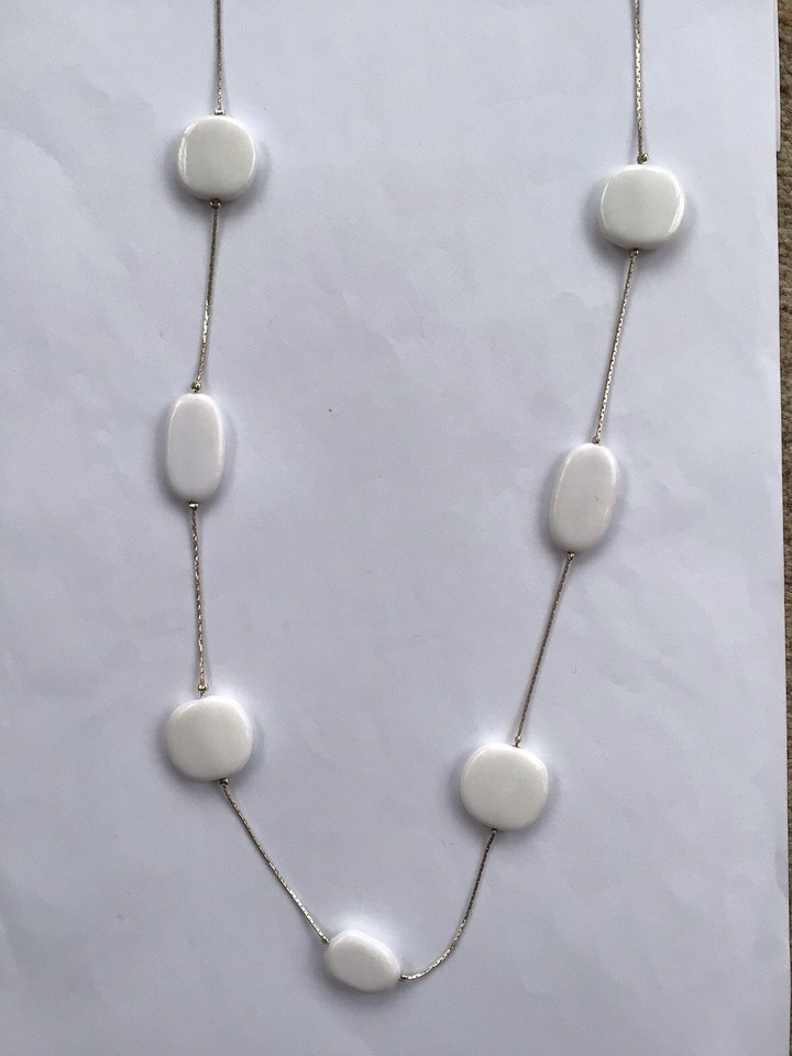 Long white bead statement necklace costume jewellery | eBay UK