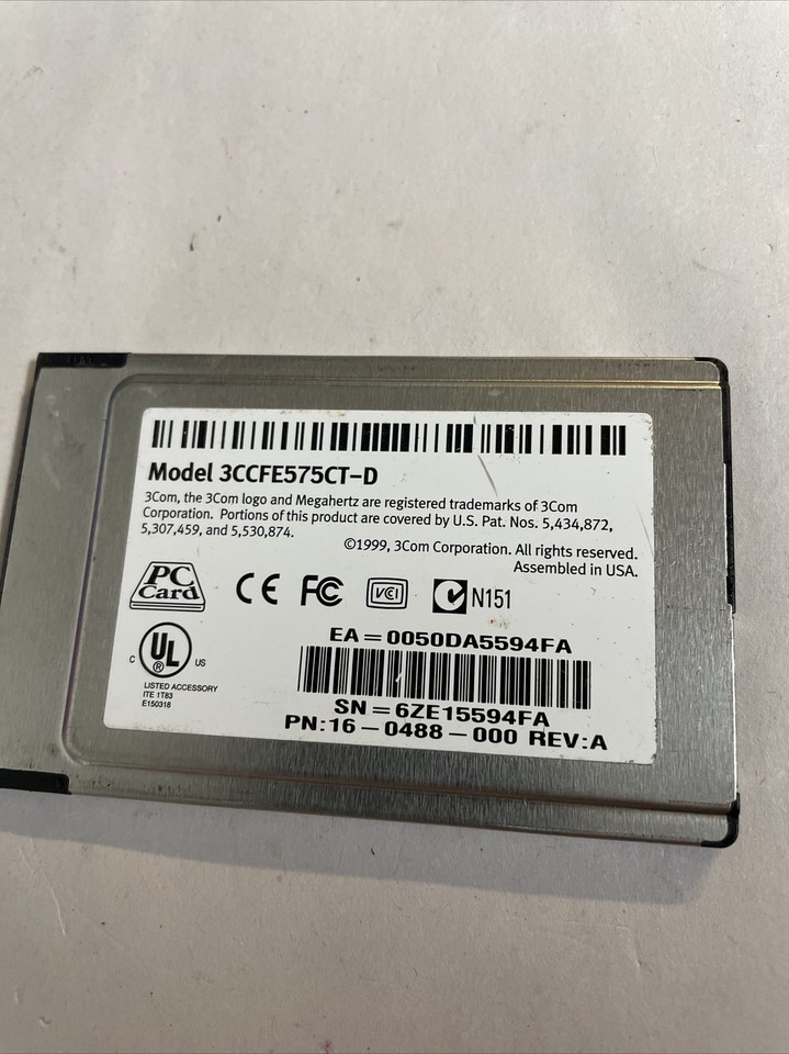 Dell 3Com Fast Ethernet PCMCIA Wireless Modem Card 3CCFE575CT-D @CPUL ...