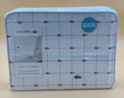 LACOSTE Queen Size Rose / Gator Print / Gator Logo 100% Cotton Sheet ...
