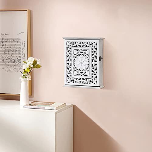 AHUONEL Wooden Key Holder for Wall Key Cabinet Key Hooks Wall Mounted ...