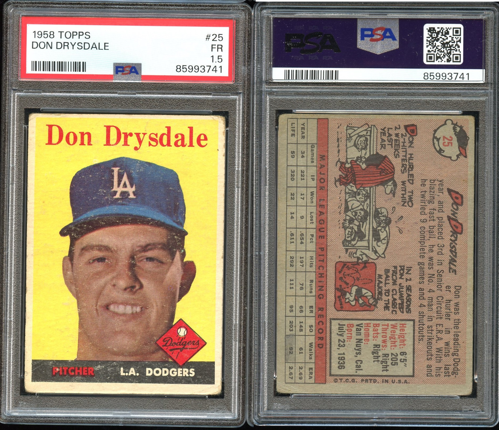 1958 Topps - Don Drysdale #25 for sale online | eBay