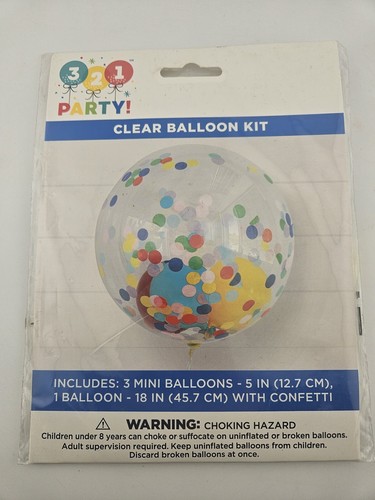 Confetti Balloon Kit 1 Large 3 Mini 321 Party Transparent Clear ...