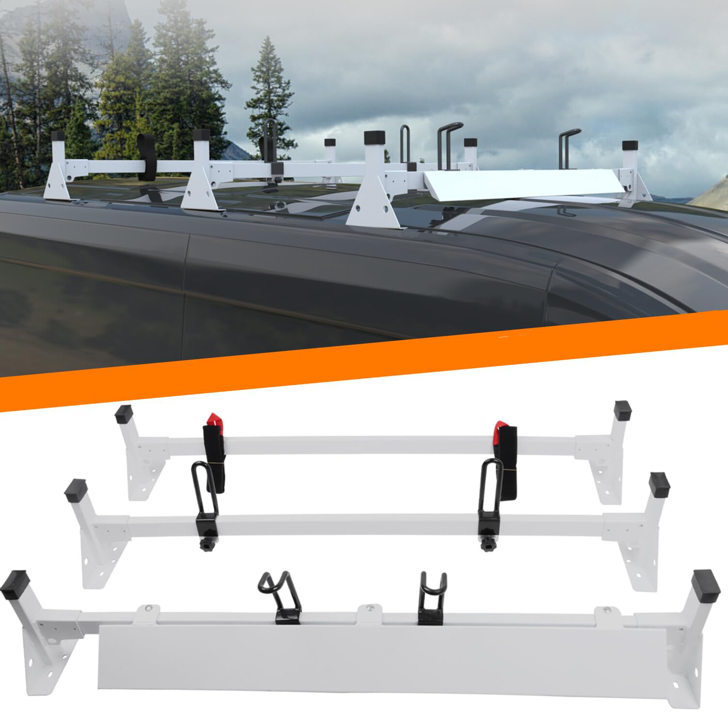 Ladder Rack for Ford Transit 150 250 350 Cargo Van Roof Rack with Wind ...