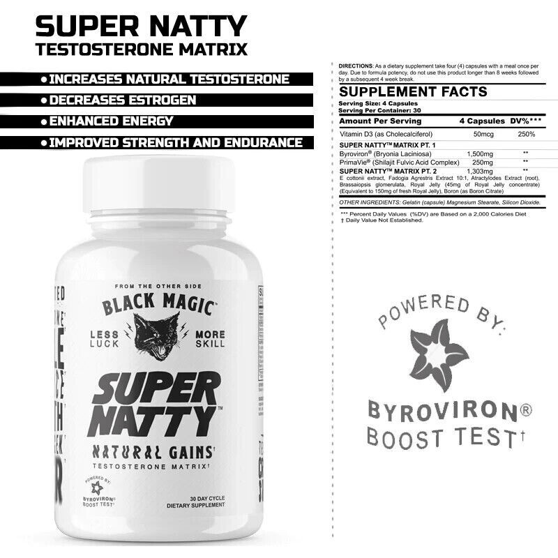 Black Magic Supply Super Natty Testosterone Booster Matrix 120 Capsules ...
