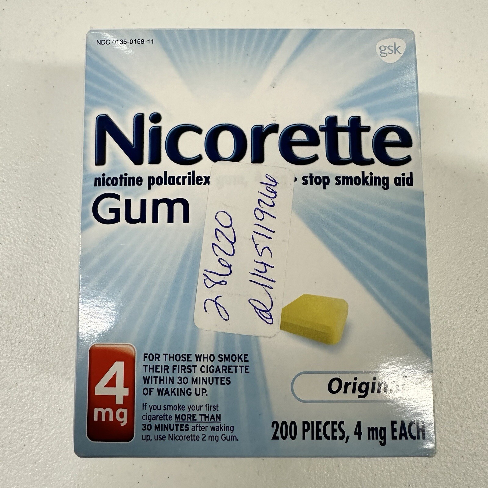 Nicorette Nicotine Gum, 4 mg Stop Smoking Aid -Original- 200 Pieces ...