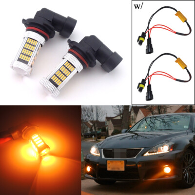 2pcs Amber Yellow 9006 HB4 9012 LED Fog Light Bulbs w/ Decoder Error ...