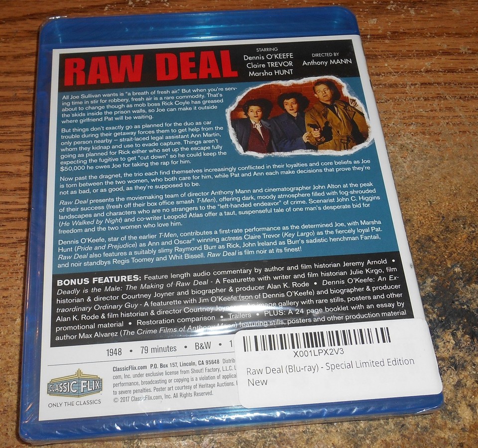 RAW DEAL 1948 SPECIAL EDITION BLU-RAY/AN ANTHONY MANN FILM/NOIR/CLASSIC ...