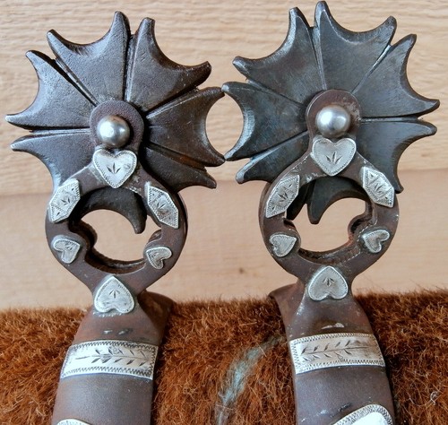 Heart Band Cut Out Shank Fancy Rowels Tim Hunter Cowboy Buckaroo Horse ...