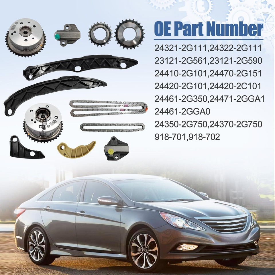 Timing Chain Kit For 11-14 Hyundai Kia Sonata Optima 2.4L G4KH G4KC ...