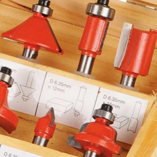 1/4" Shank TCT Router Cutter Bit Set with Wooden Case Silverline 792084 ...