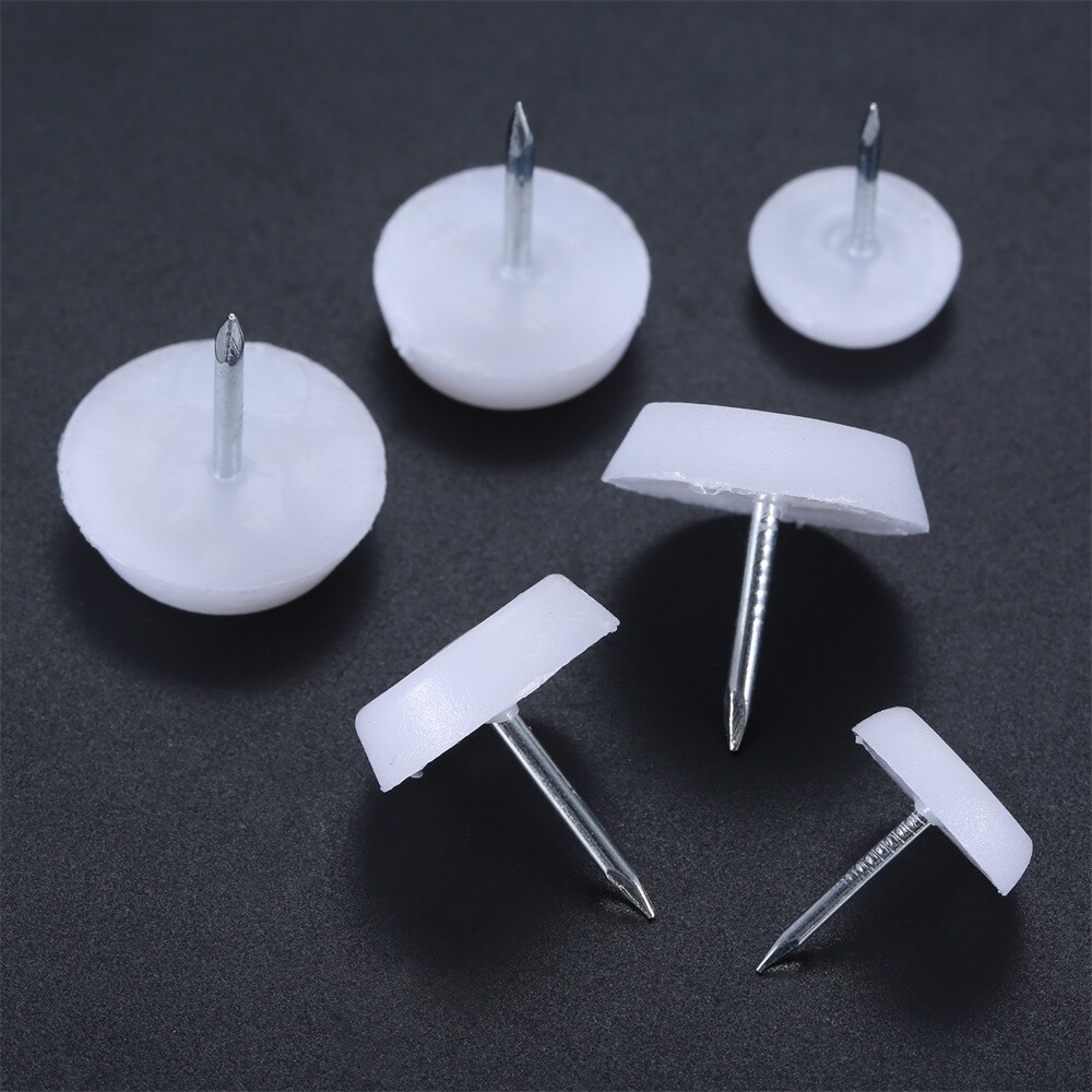 50Pcs Table Chair Furniture Feet Foot Leg Glide Nails Screw White 14mm ...
