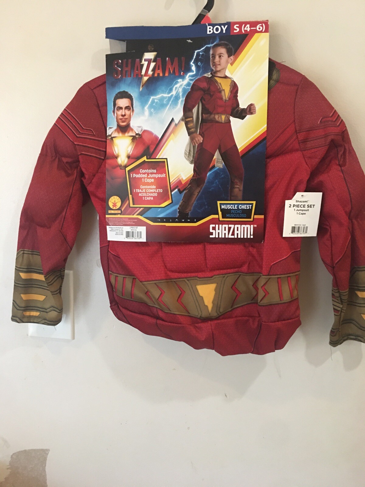 NEW 2 Piece Shazam Padded Muscle Boys Costume Size Small 4-6 HC391 | eBay
