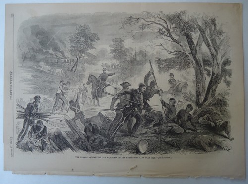 Rebel Soldiers Bayoneting Wounded On Bull Run Battlefield Orig. 1861 ...