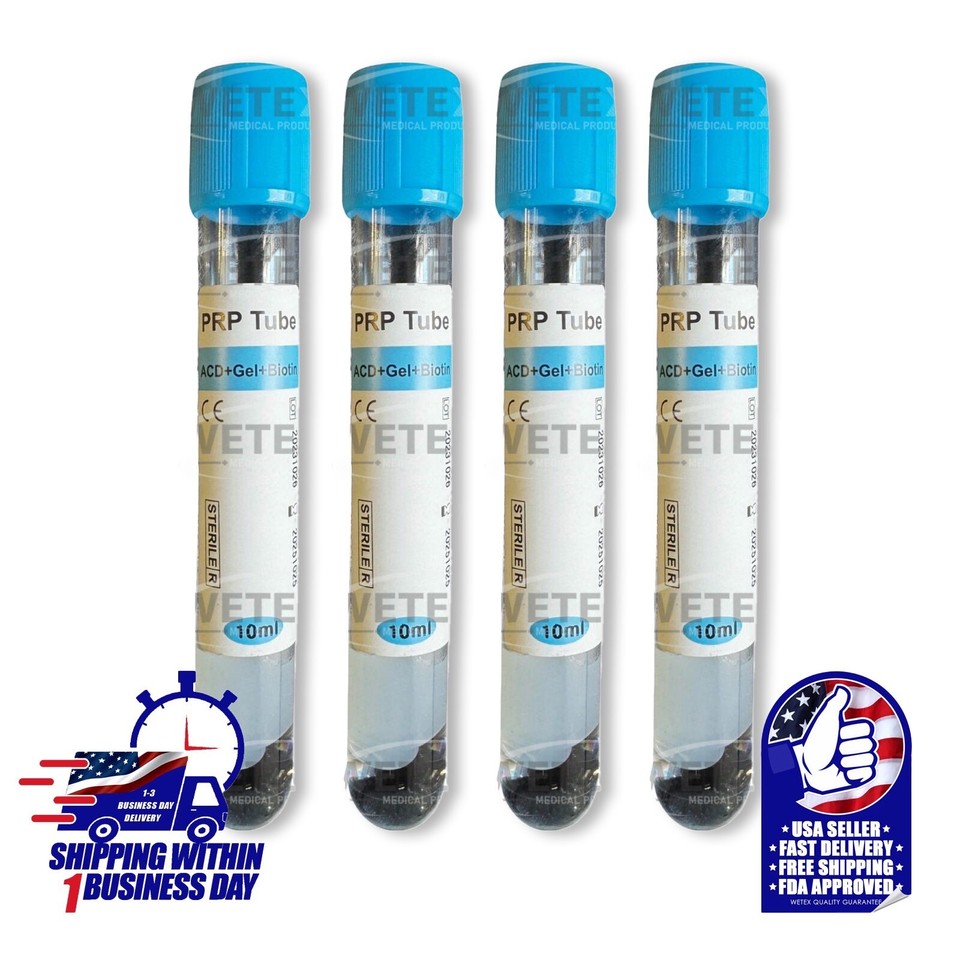 Platelet-Rich Plasma Tubes with ACD, Gel Separator, and Biotin. (4 ...