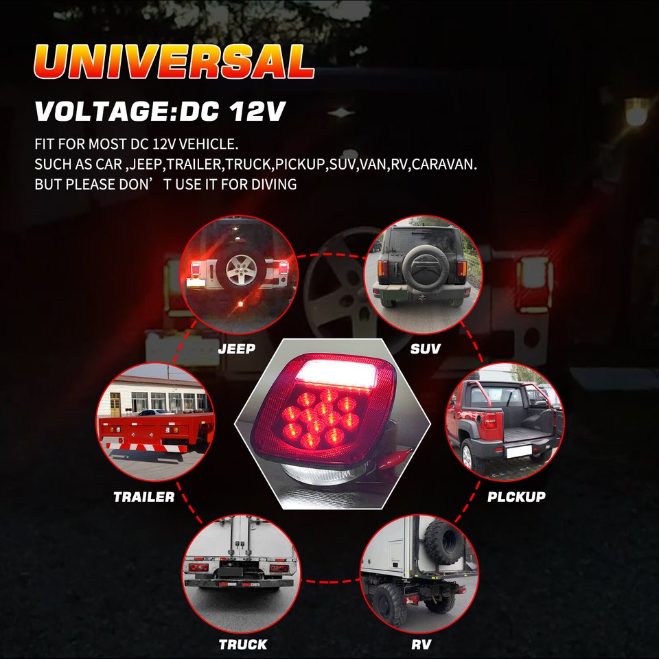 Jeep Wrangler YJ TJ CJ5 CJ7 LED Tail Lights Brake License Plate Lamps ...