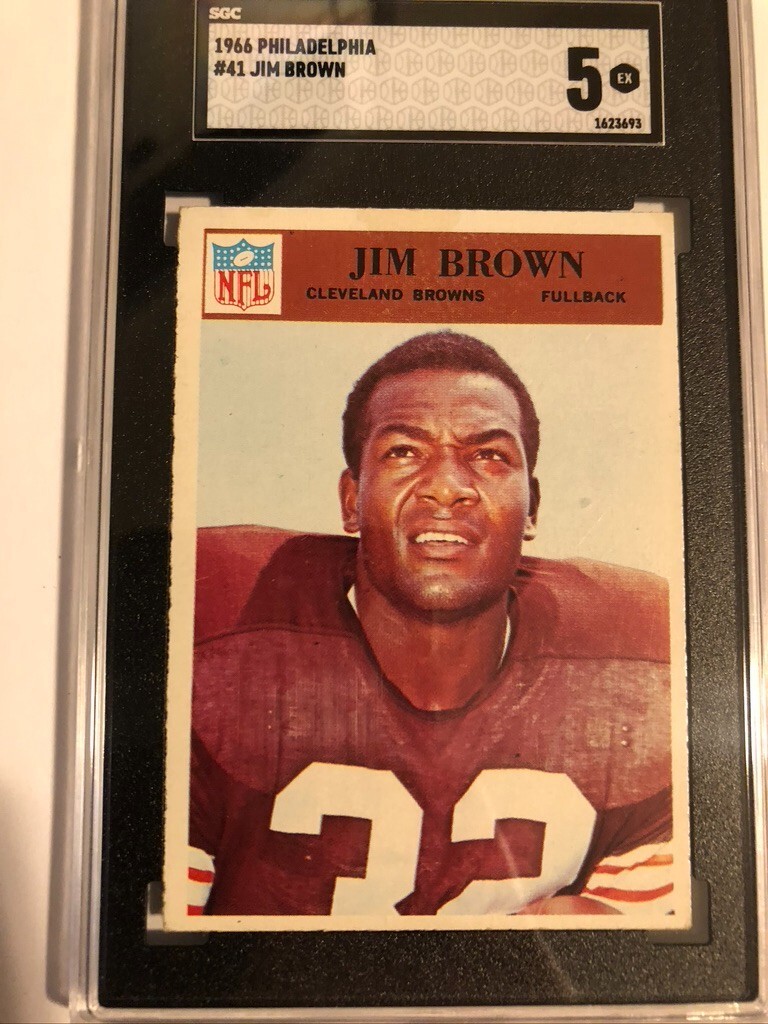 1966 Philadelphia Football Card #41 Jim Brown (HOF) SGC 5 Just Graded ...