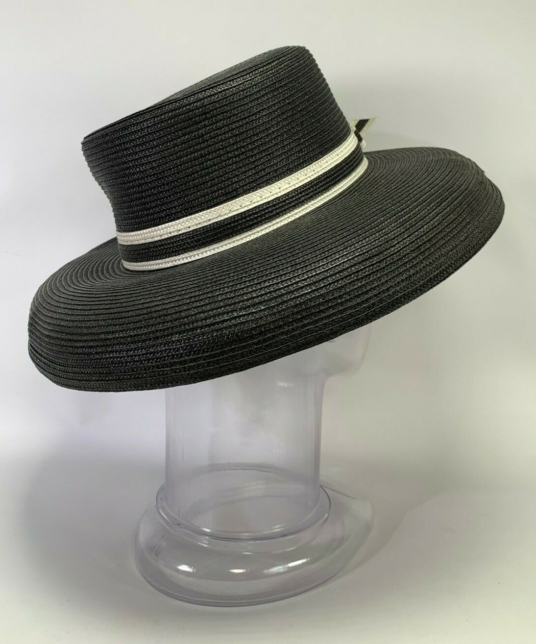 Arlin Black Straw Sun Hat with Bow & Downward Brim | eBay