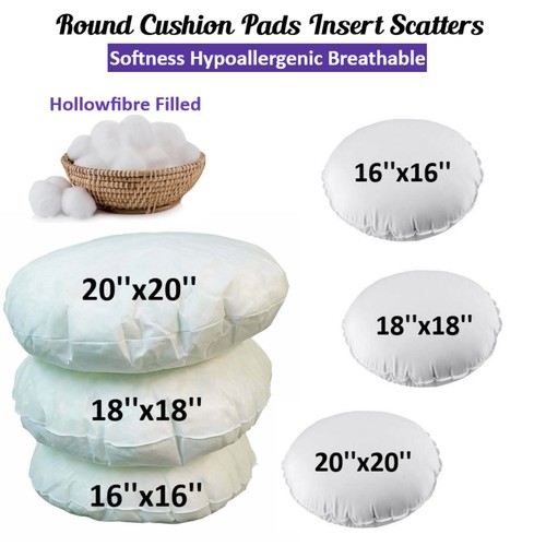 Round Hollowfibre Cushion Inserts – Soft Circle Pillow Pads 16" 18" 20 ...