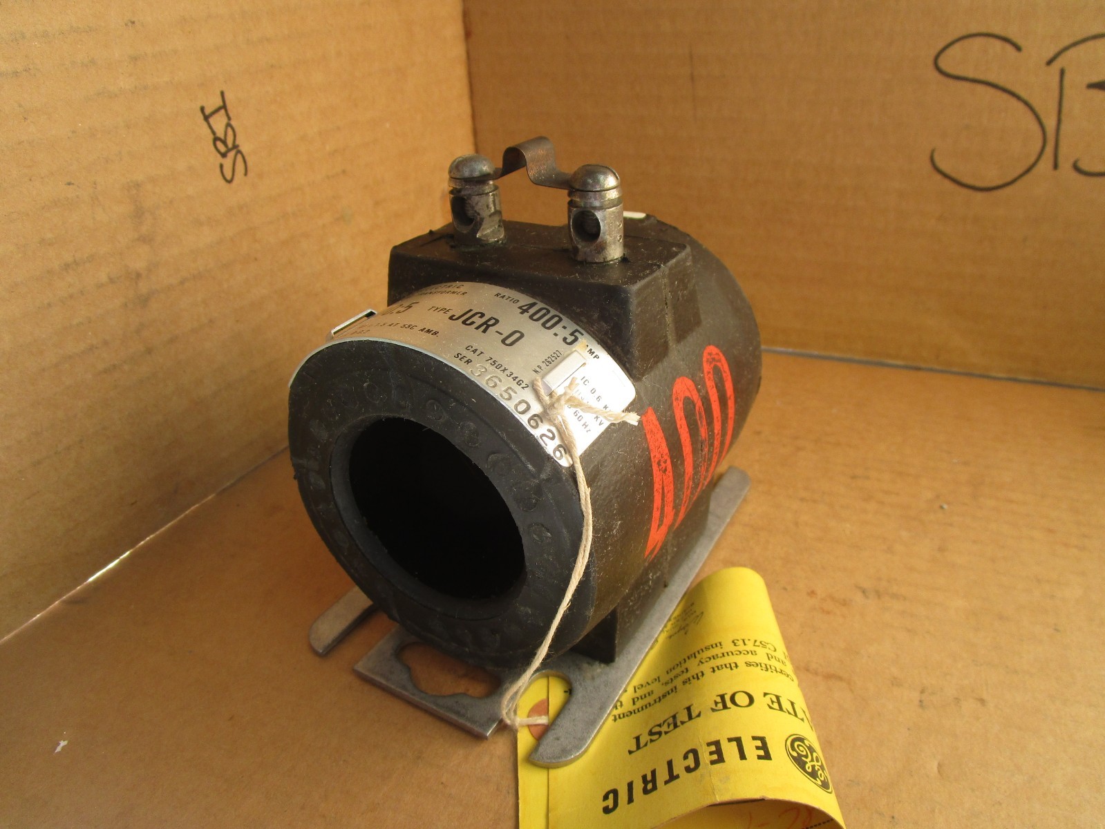 GE GENERAL ELECTRIC CURRENT TRANSFORMER 750X34G2 TYPE JCR-0 RATIO 400:5 ...