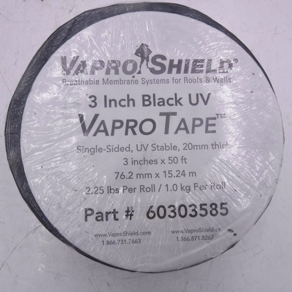 3"x50' Vapro Shield Black UV Vapro Tape Single Side UV Stable 20mm ...