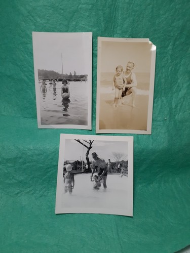 Vintage Photo Lot of 3 Lake Pool Ocean Beach Kids 1930s-40s Father ...